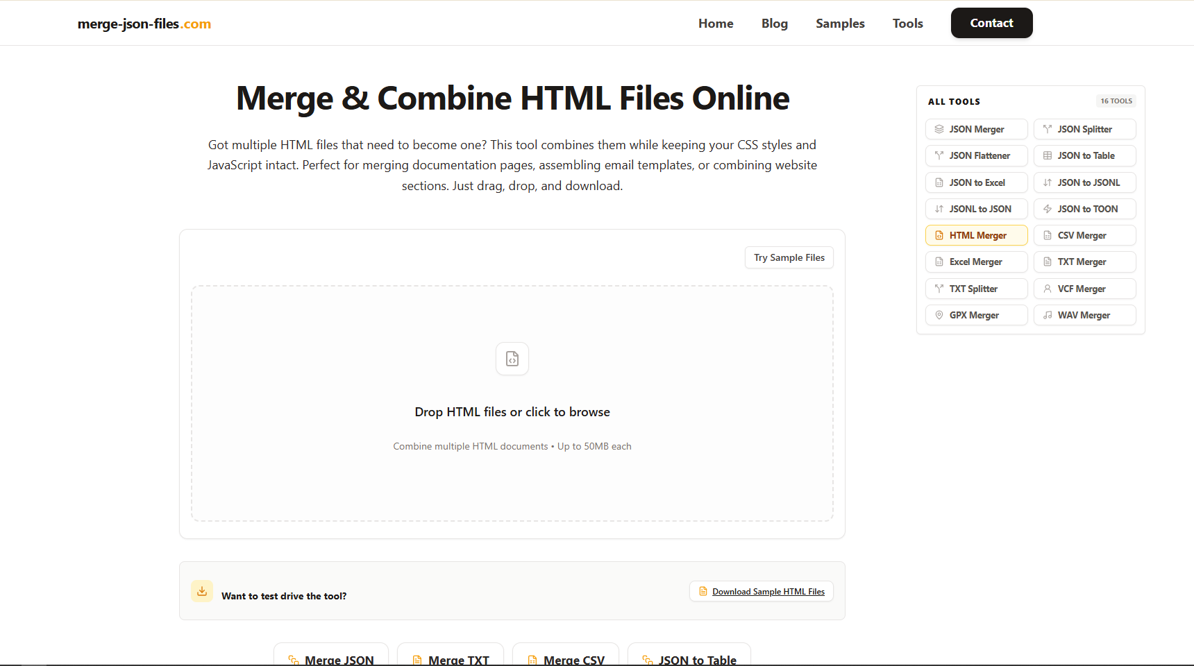 Merge HTML Files Instantly | Free Online HTML Merger Tool